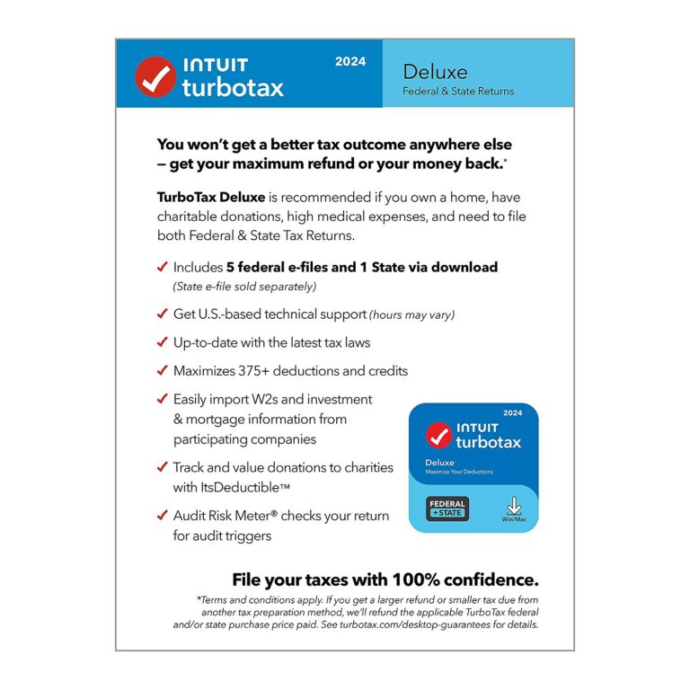 [Old Version] TurboTax – Deluxe 2024 Federal + E-file & State – Mac OS ...