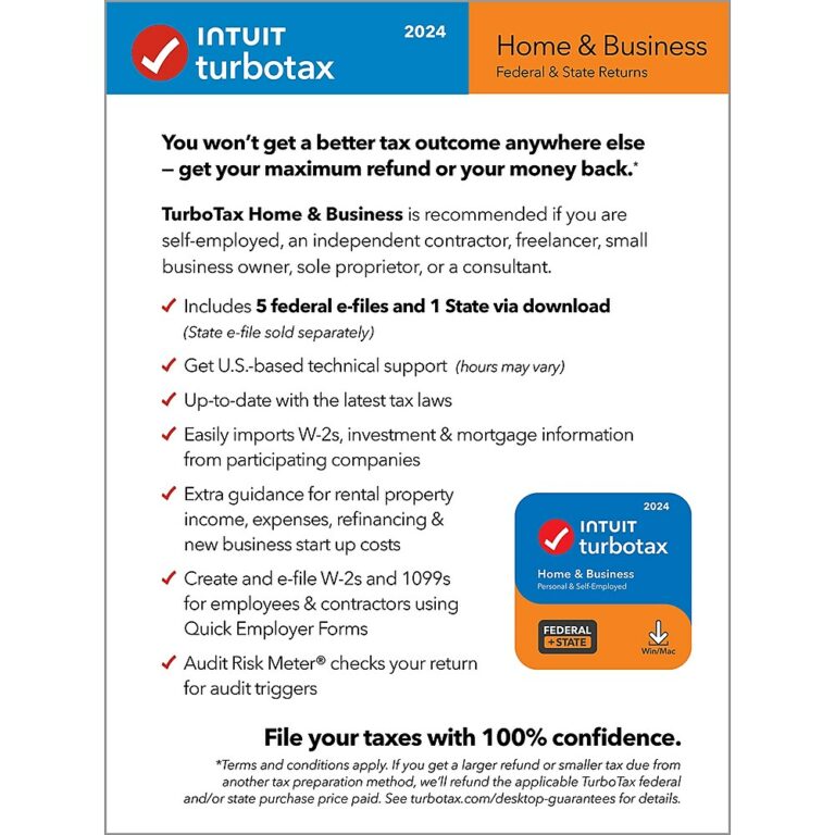 [Old Version] TurboTax – Home & Business 2024 Federal + E-file & State ...