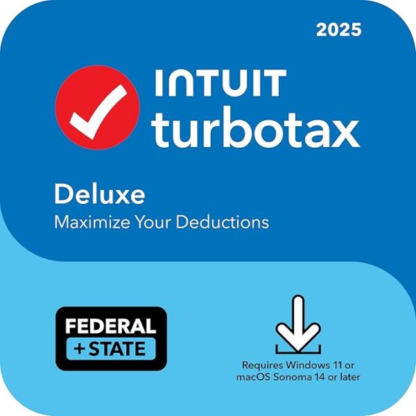 TurboTax Deluxe 2025, Federal & State Tax Return – Mac OS, Windows ...